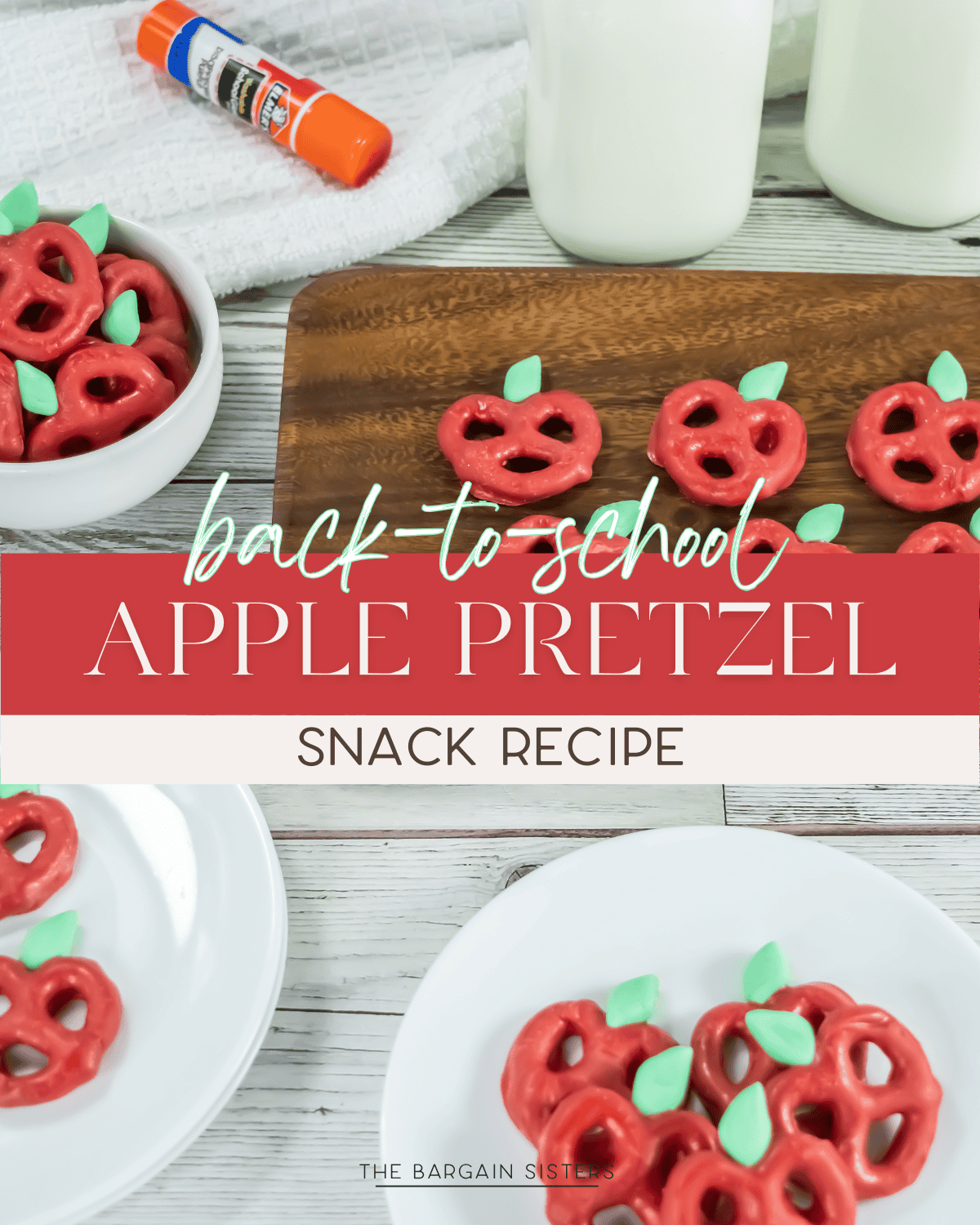 The Cutest Back to School Apple Pretzel Snack Recipe - The Bargain Sisters®